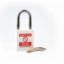 WHITE Steel Shackle safety padlock keyed differently | Reece Safety