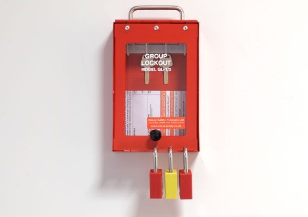 Steel Wall mounted or Portable Group Lockout Box - 4 hook | Reece Safety