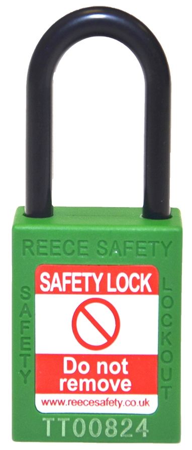 GREEN Plastic Shackle safety padlock keyed differently | Reece Safety