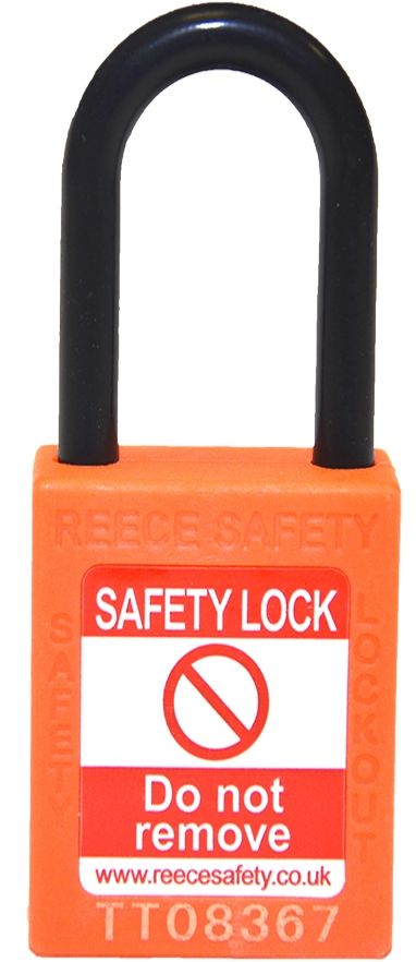 ORANGE Plastic Shackle safety padlock keyed differently | Reece Safety